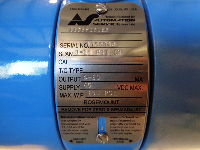 ROSEMOUNT P/I TRANSDUCER 1135F1B1E5
