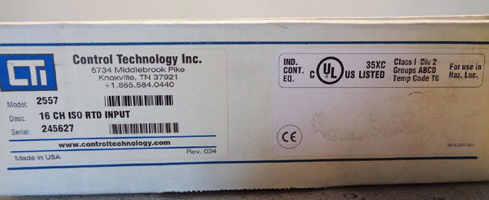 CONTROL TECHNOLOGY 2557 16-CHANNEL ISOLATED RTD INPUT MODULE