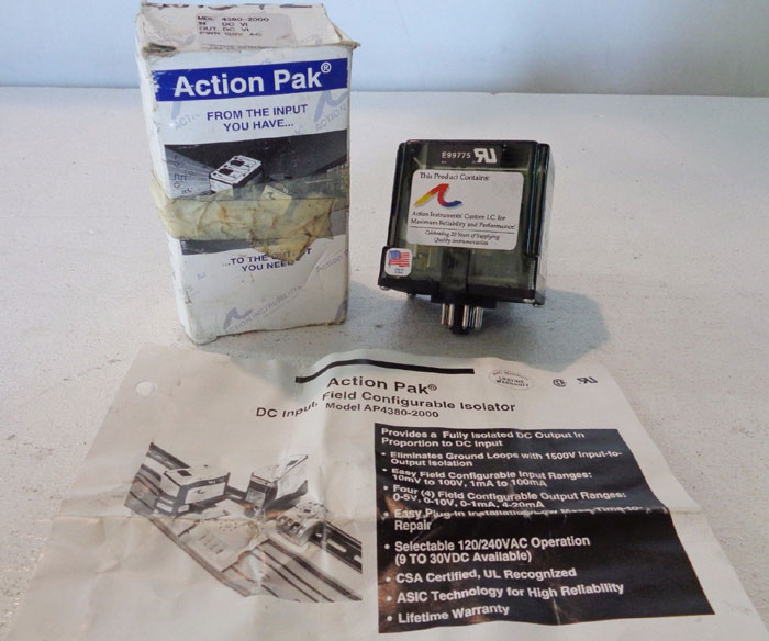ACTION PAK DC INPUT FIELD CONFIGURABLE ISOLATOR - MODEL 4380-2000