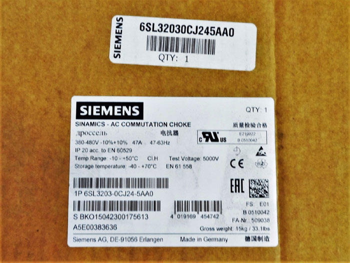 Siemens Sinamics AC Commutation Choke (Line Reactor) 6SL3203-0CJ24-5AA0