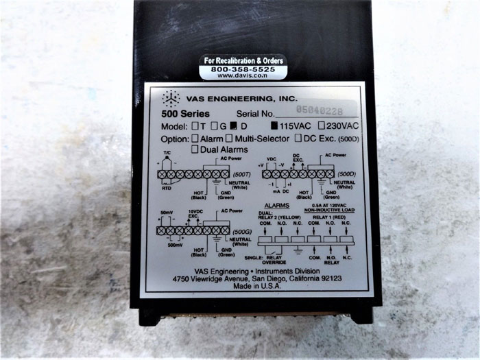 VAS ENGINEERING SERIES 500 DORIC DIGITAL PANEL INDICATOR 500D