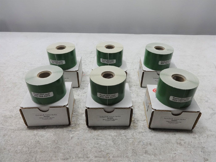 LOT OF (8) DURALABEL (BAUER BRADY) GREEN VINYL TAPE ROLLS 1.125" & 2.25 ...