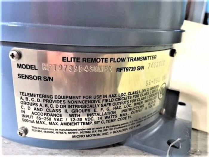 MICRO MOTION ELITE REMOTE FLOW TRANSMITTER RFT9739D4SUAEZ