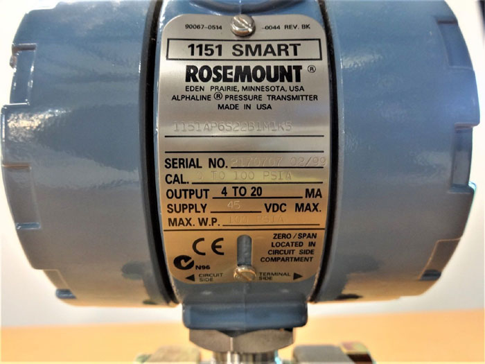 Rosemount 1151 Smart Alphaline Pressure Transmitter 1151AP6S22B1M1K5