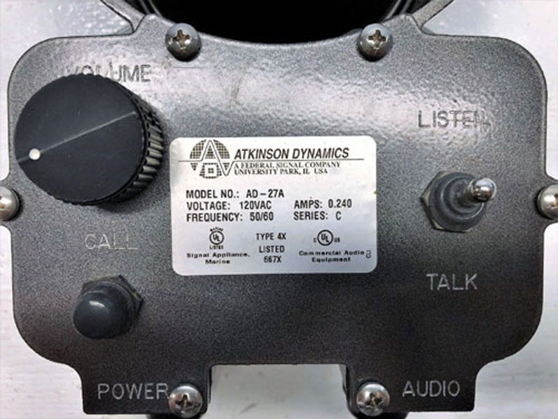 ATKINSON DYNAMICS INDUSTRIAL INTERCOM AD-27A