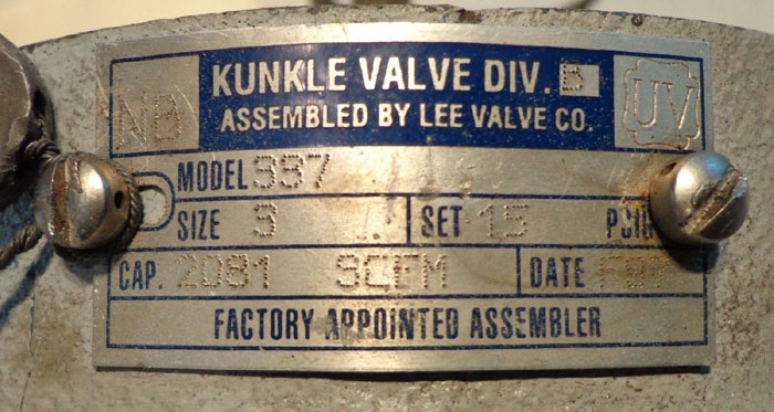 KUNKLE 3" BRASS VALVE MODEL 337