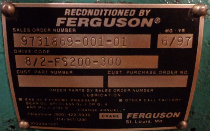 FERGUSON INDEX DRIVE - DRIVE CODE: 8/2-FS200-300