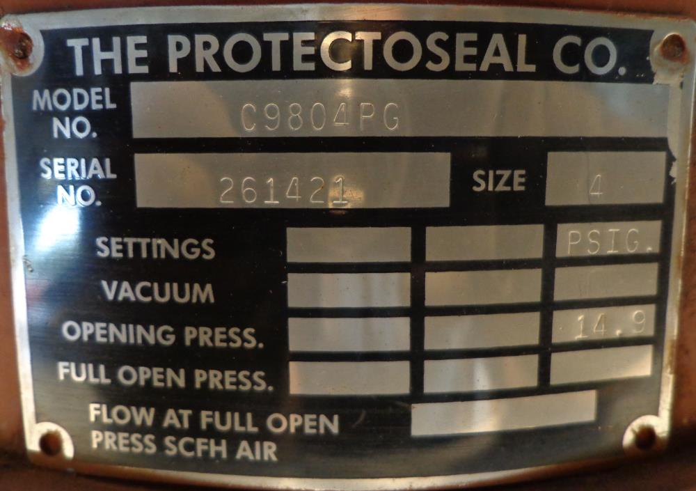 PROTECTOSEAL 4" PRESSURE RELIEF VENT VALVE C9804PG