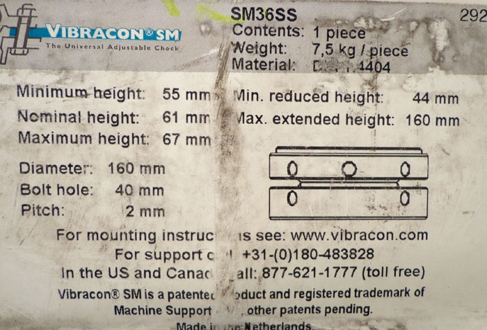 VIBRACON SM UNIVERSAL ADJUSTABLE CHOCK SM36SS