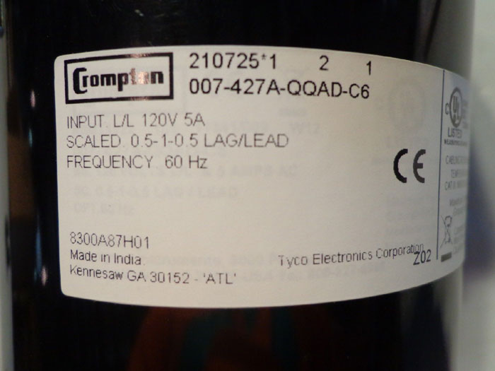 CROMPTON POWER FACTOR ANALOGUE METER 007-427A-QQAD-C6
