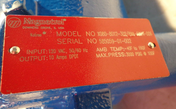 MAGNETROL LEVEL CONTROL - MODEL: X080-8012-302/8AA-6A1A-006