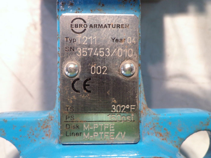 EBRO ARMATUREN 2" 150# WAFER BUTTERFLY VALVE T211 w/ EMERSON FIELD Q ...