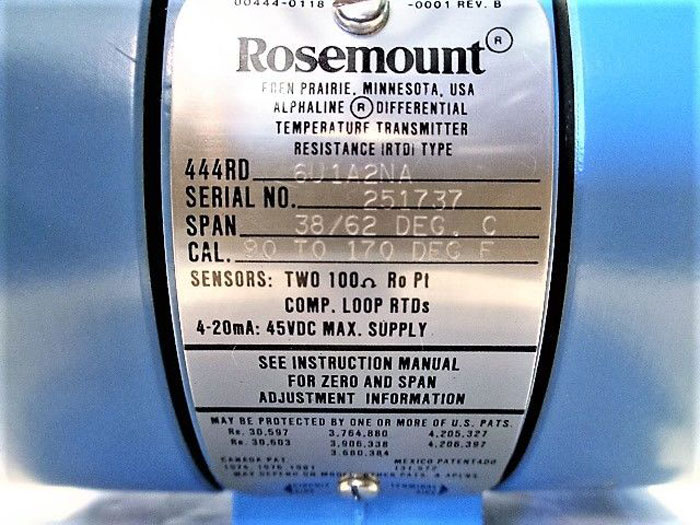 ROSEMOUNT ALPHALINE DIFFERENTIAL TEMPERATURE TRANSMITTER 444RD6U1A2NA