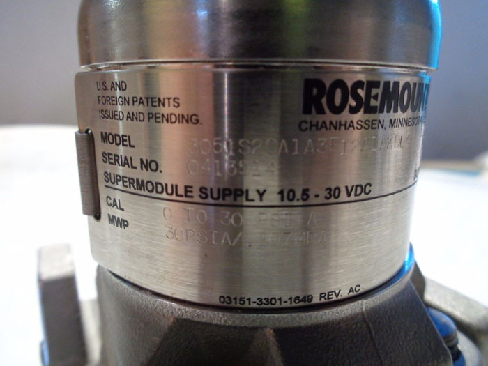ROSEMOUNT 3051 SERIES PRESSURE TRANSMITTER - 3051S2CA1A3F12A1AKDL4