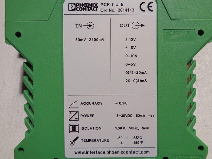PHOENIX CONTACT TEMPERATURE MEASURING TRANSDUCER MCR-T-UI-E