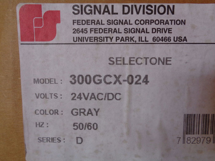 FEDERAL SIGNAL CORP. SELECTONE SIGNAL SPEAKER FOR GENERAL SERVICE ...