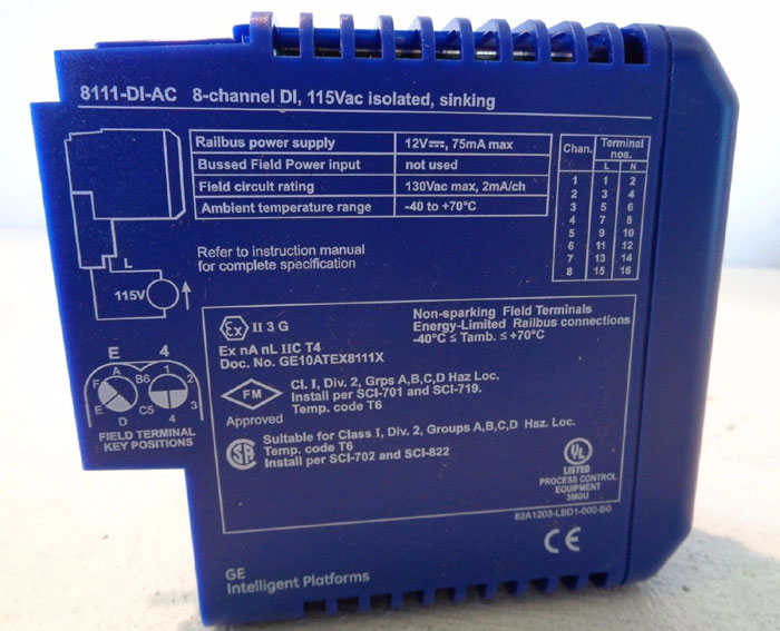 NOVATECH GE INTELLIGENT PLATFORMS 8111-DI-AC 8-CHANNEL DI DISCRETE INPUT