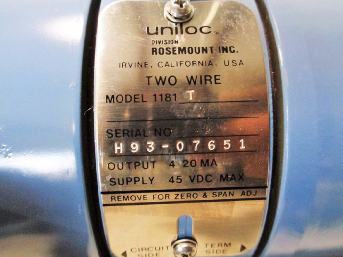 ROSEMOUNT UNILOC TWO-WIRE CONDUCTIVITY TRANSMITTER 1181T