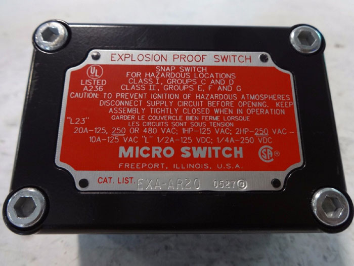 HONEYWELL MICRO SWITCH EXPLOSION PROOF SNAP SWITCH EXA-AR20