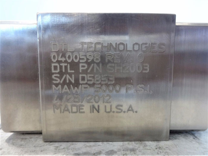 DTL TECHNOLOGIES 1/2" TUBE SHUTTLE VALVE SH2003