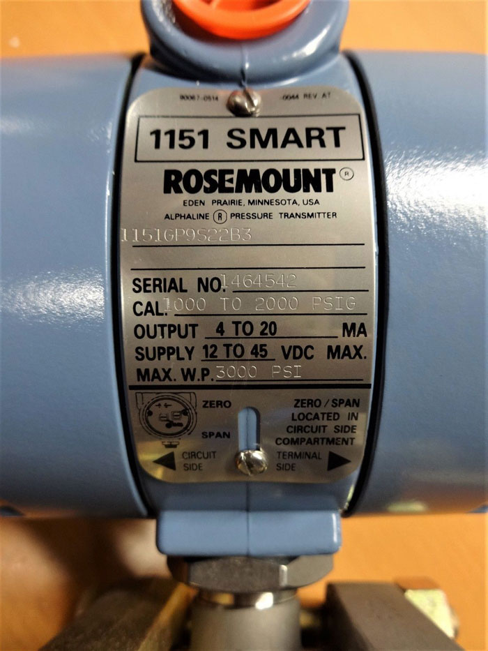 ROSEMOUNT ALPHALINE SMART PRESSURE TRANSMITTER 1151GP9S22B3