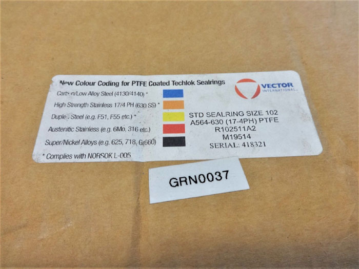 VECTOR TECHLOK STANDARD SEAL RING SIZE 102 PTFE COATED STAINLESS STEEL ...