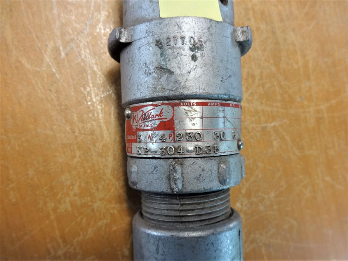 KILLARK KP-304-D35 PIN & SLEEVE RECEPTACLE PLUG 230V, 30A, 3 HP, 3W, 4P