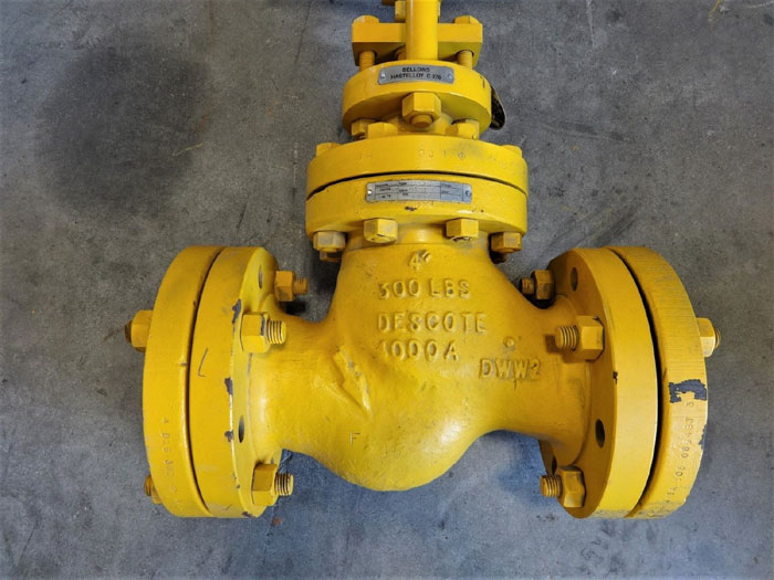 DESCOTE 4" 300# BELLOWS SEAL GLOBE VALVE LCC MATERIAL, FIG# 2102/B