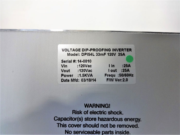 MEASURELOGIC VOLTAGE DIP-PROOFING INVERTER DPI54L 33mF 120V 2A
