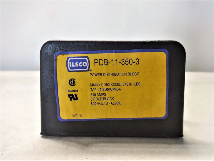 LOT OF (2) ILSCO PDB-11-350-3 POWER DISTRIBUTION BLOCKS, 310A, 3-POLE, 600V