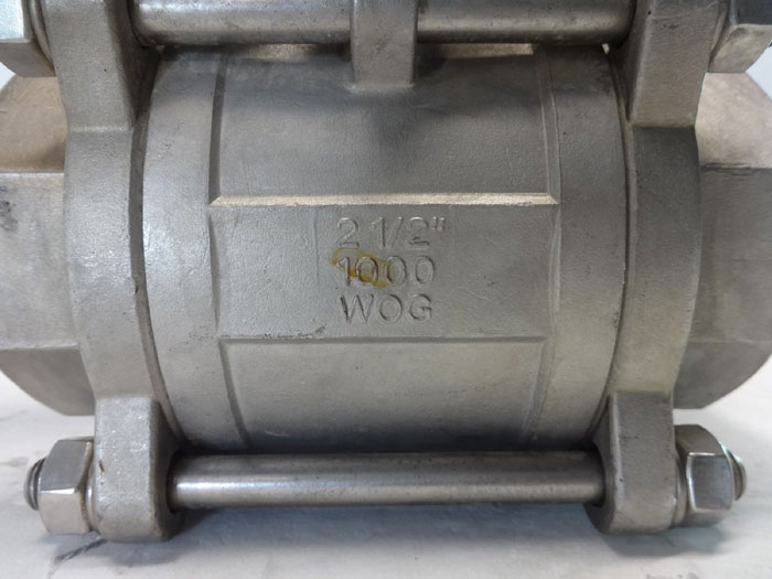 SHARPE 2-1/2" NPT 3-PC FULL PORT THREADED BALL VALVE, CF8M, 1000 WOG ...