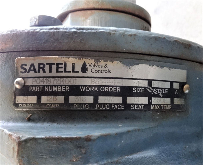 DEZURIK SARTELL 4" 3-WAY PLUG VALVE W/ ACTUATOR, STYLE PTW, PART ...