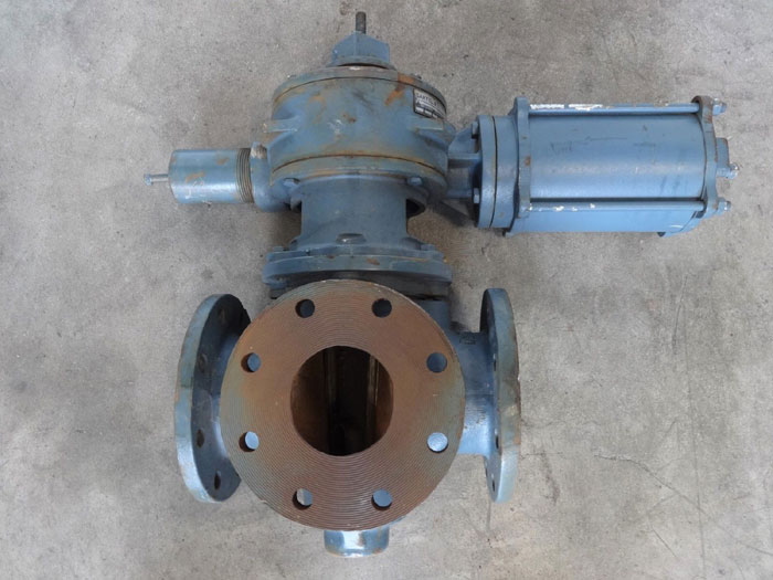 DEZURIK SARTELL 4" 3-WAY PLUG VALVE W/ ACTUATOR, STYLE PTW, PART ...