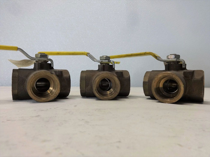 Apollo 70-605-01 Diverter Ball Valve, 3-Way, 1", Bronze, 400 WOG - Set of 3