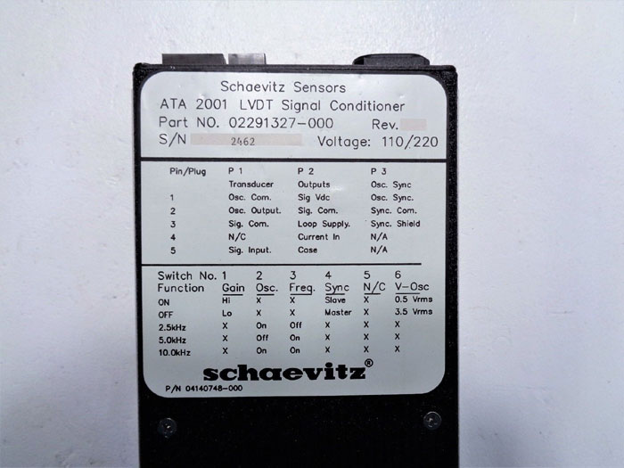 Schaevitz Sensors ATA 2001 LVDT Signal Conditioner, Part# 02291327-000